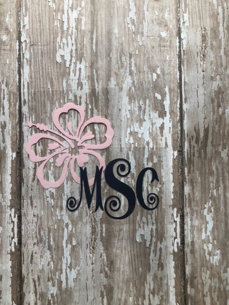 Hibiscus Flower Monogram Iron on Decal: DIY Shirt Heat Transfer - Etsy
