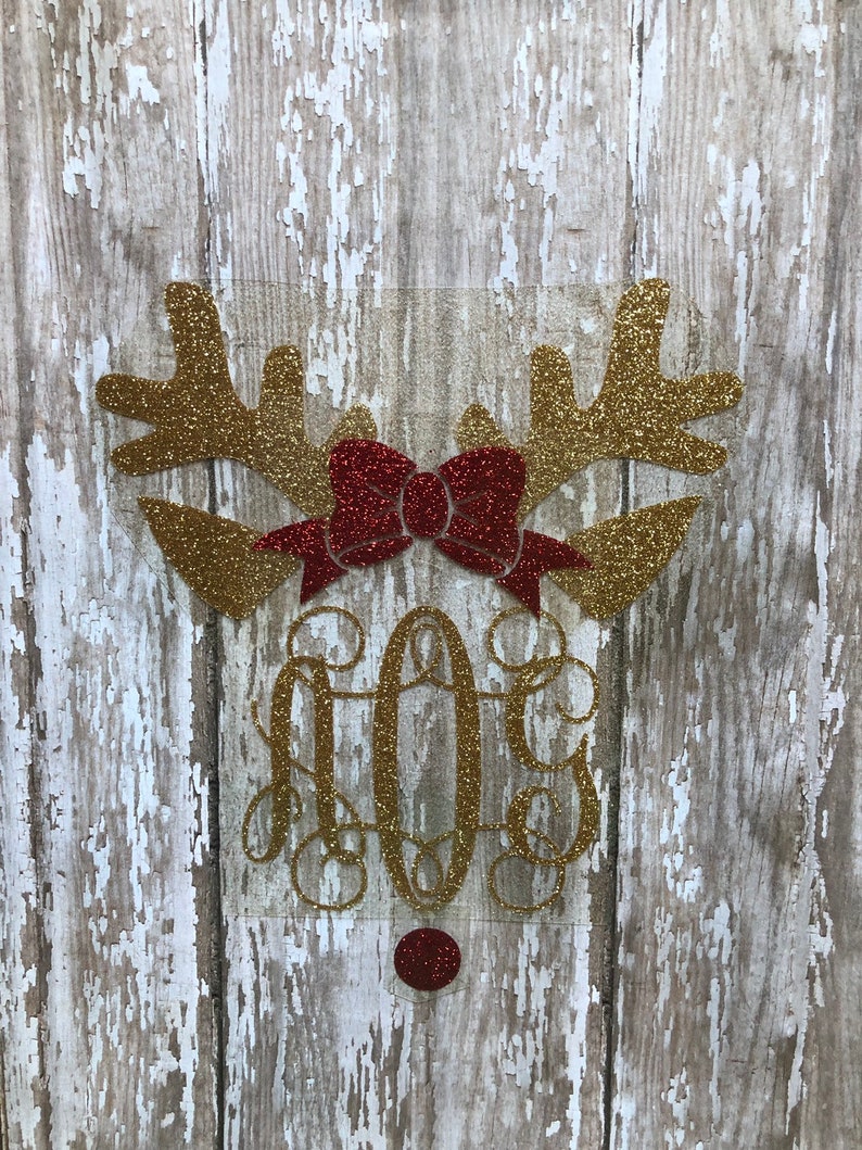 Reindeer Monogram Iron on Decal Christmas Monogram Heat - Etsy