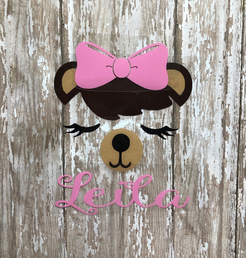 Personalized Teddy Bear Face Iron on Decal: Custom Name Heat Transfer ...