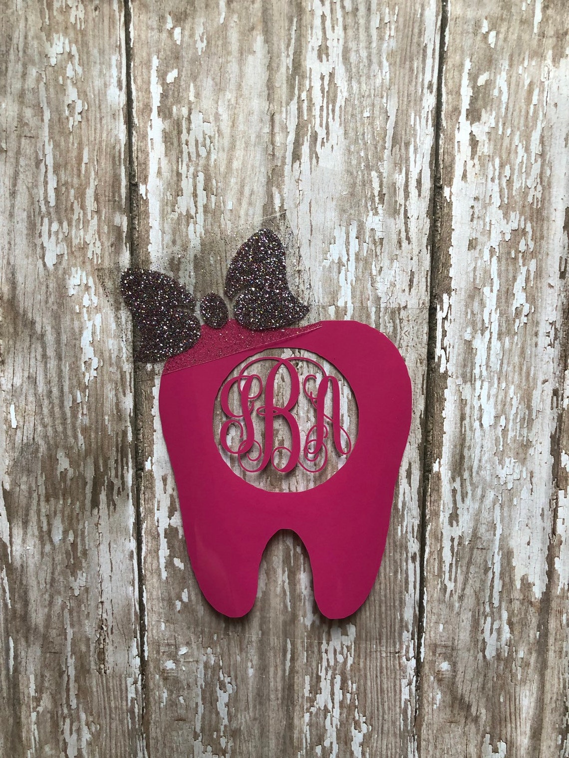 Tooth Monogram Iron on Decal Glitter or non-glitter Tooth | Etsy