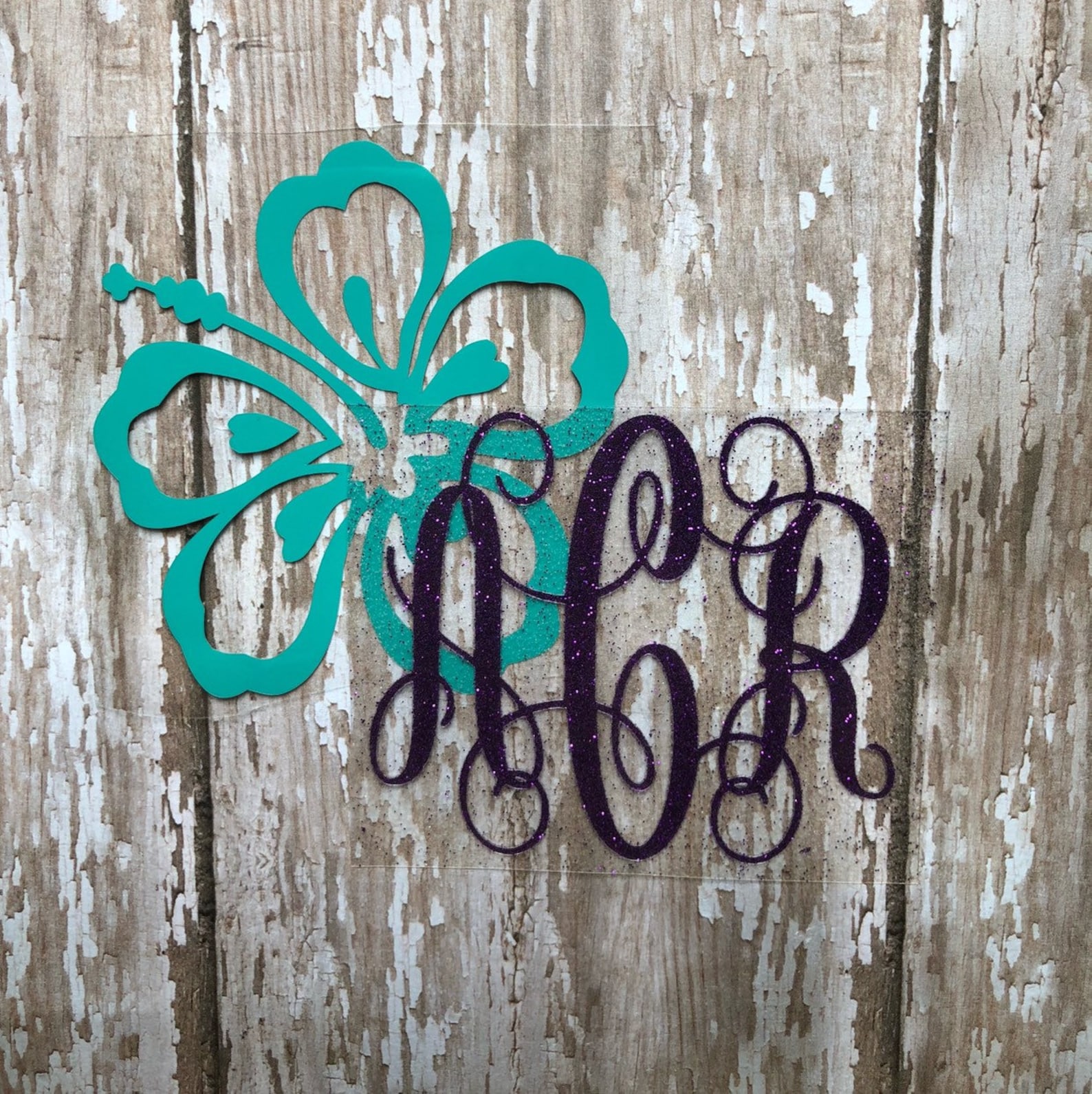 Hibiscus Flower Monogram Iron on Decal: DIY Shirt Heat Transfer - Etsy