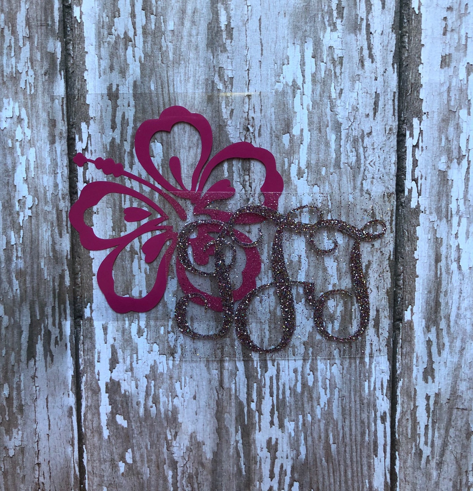 Hibiscus Flower Monogram Iron on Decal: DIY Shirt Heat Transfer - Etsy