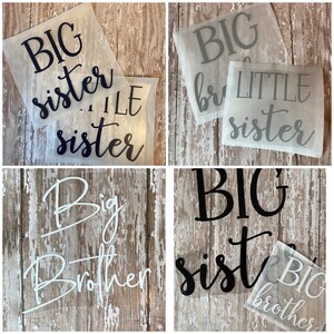 Sibling Matching Iron on Decal: Big, Middle or Little Sister or Brother ...