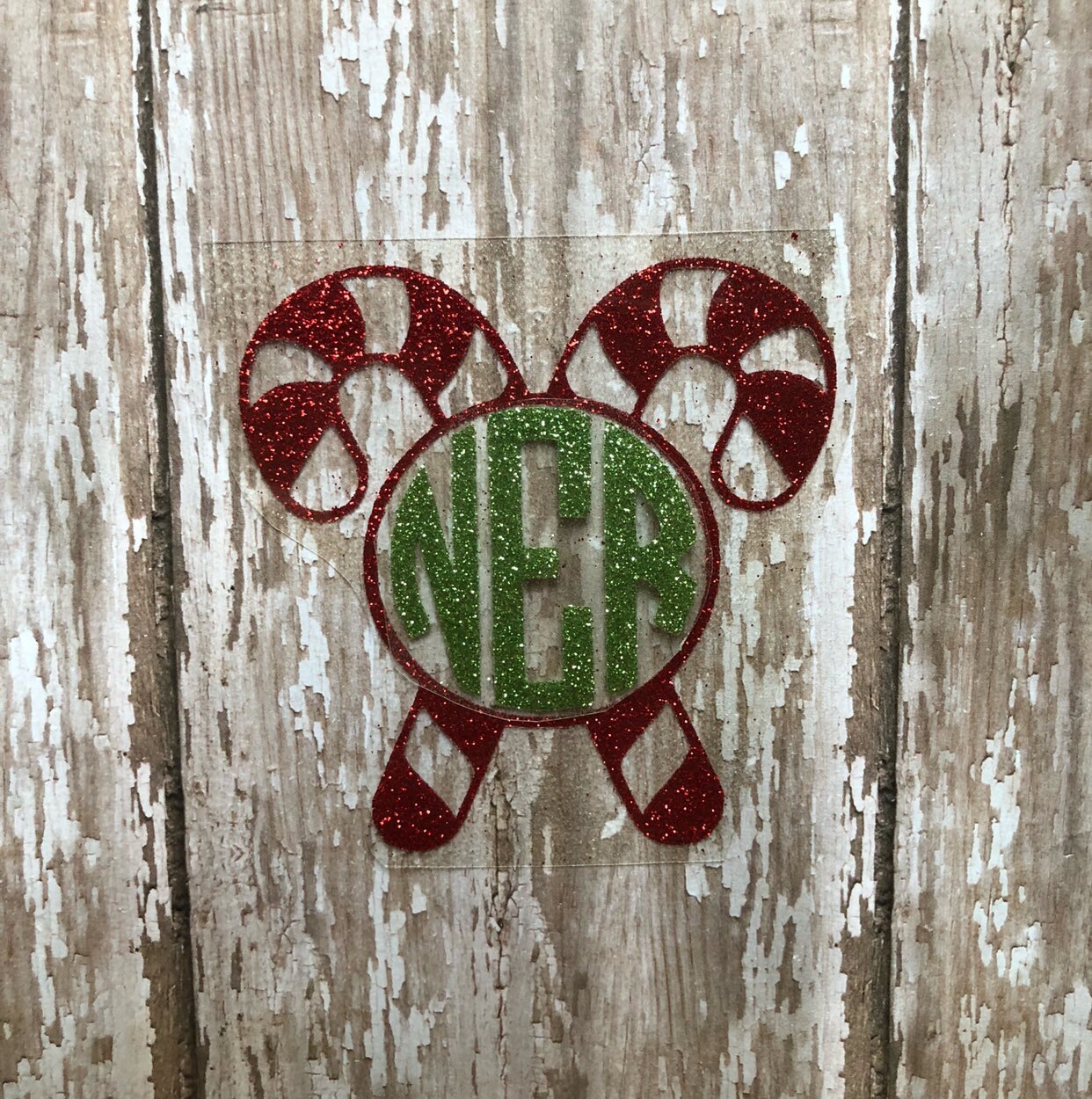 Candy Cane Monogram Iron on Decal/ Christmas Monogram Heat - Etsy UK