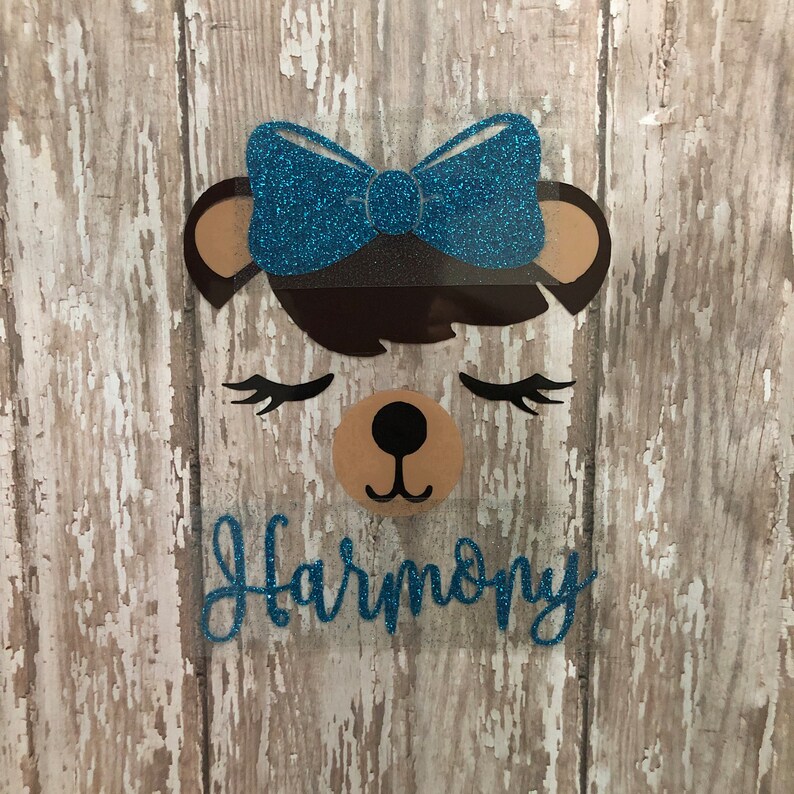 Personalized Teddy Bear Face Iron on Decal: Custom Name Heat Transfer ...