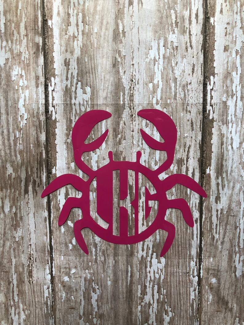 Crab Monogram Iron on Decal/ Glitter or Non Glitter Iron on | Etsy