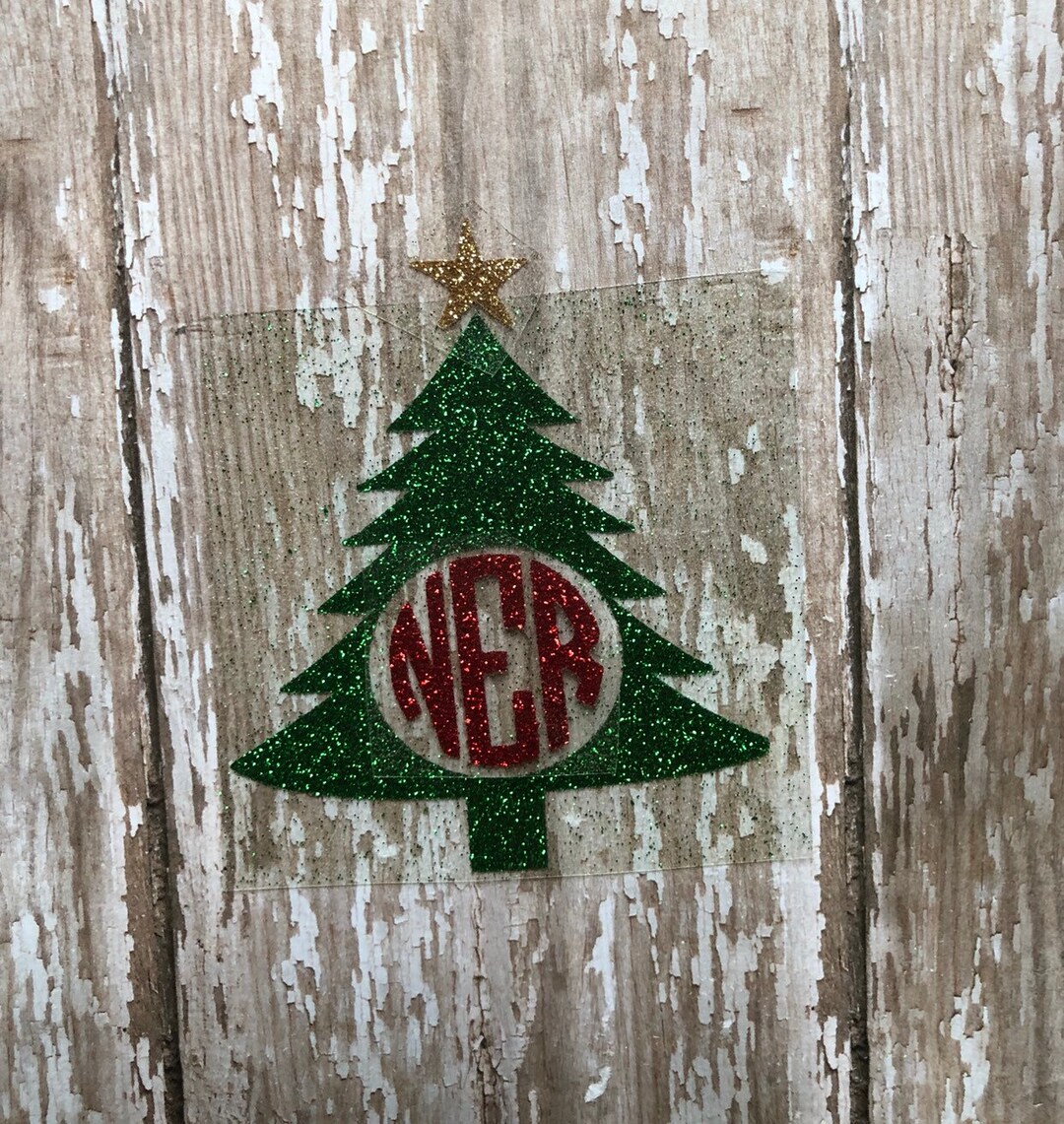 Christmas Tree Monogram Iron on Decal, Christmas Monogram Heat Transfer ...