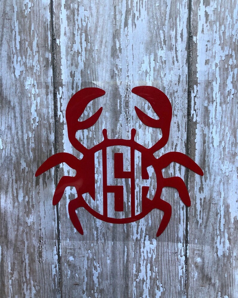 Crab Monogram Iron on Decal/ Glitter or Non Glitter Iron on | Etsy