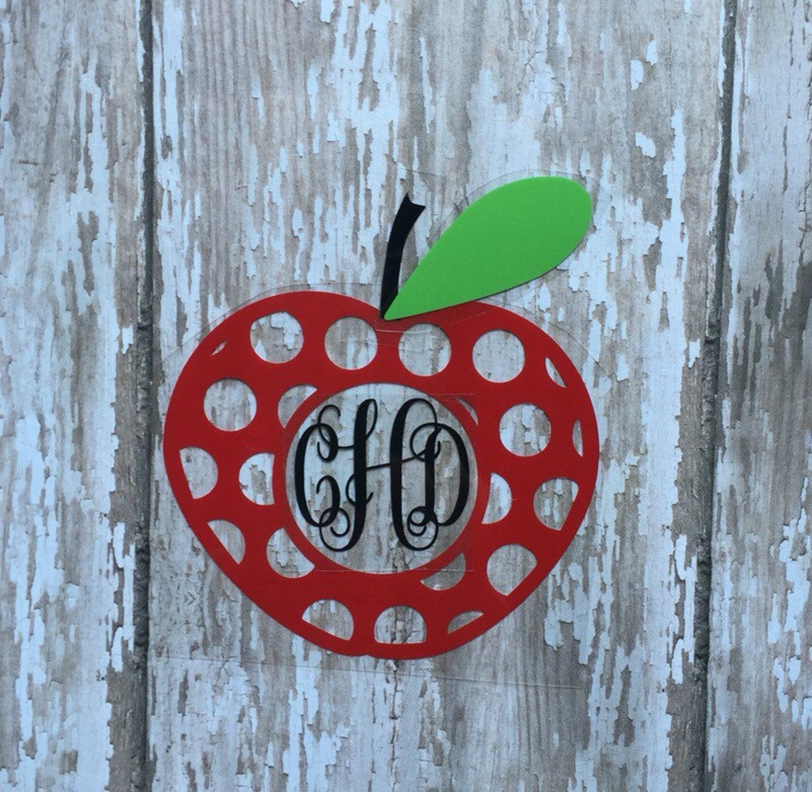 Apple Monogram Decal Teacher Monogram Iron on Apple - Etsy
