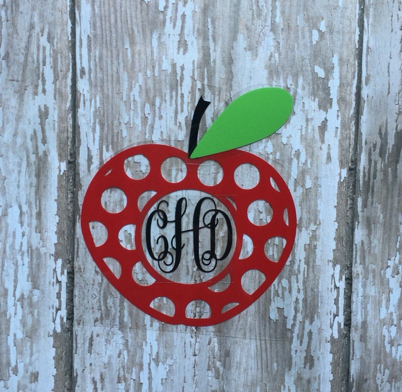 Apple Monogram Decal Teacher Monogram Iron on Apple - Etsy