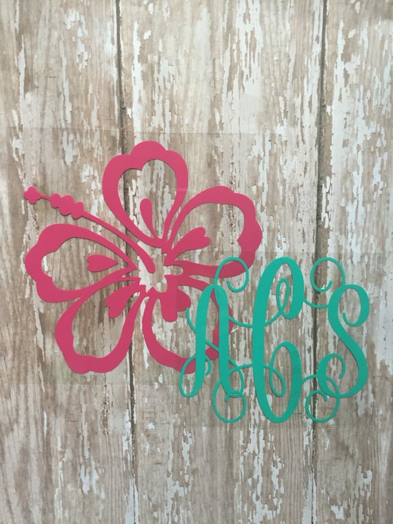 Hibiscus Flower Monogram Iron on Decal/ DIY Hibiscus Monogram - Etsy