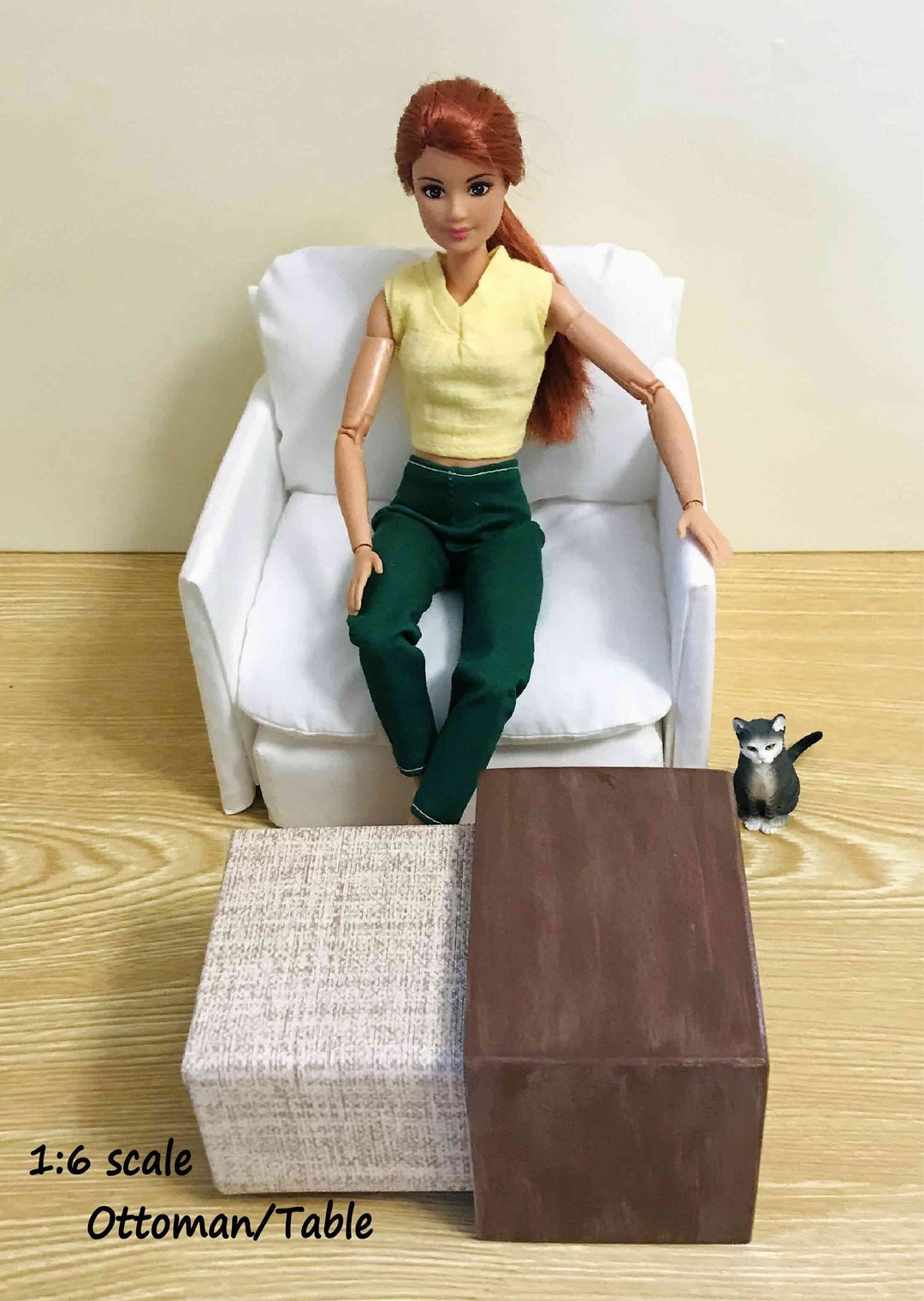 1:6 Scale Ottoman Coffee Table for 11"-12" Fashion Dolls. Made in the ...