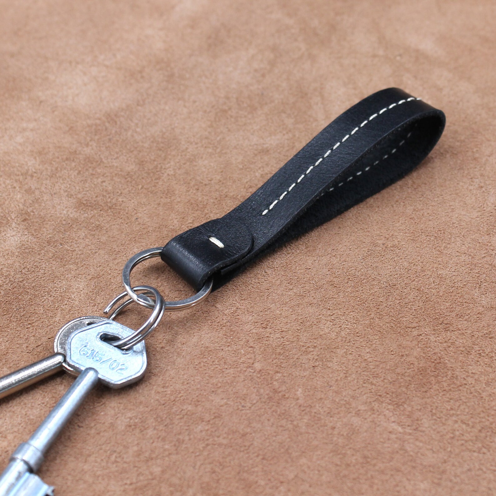 Leather Keyring Stitched Leather Keychain Personalised Leather | Etsy