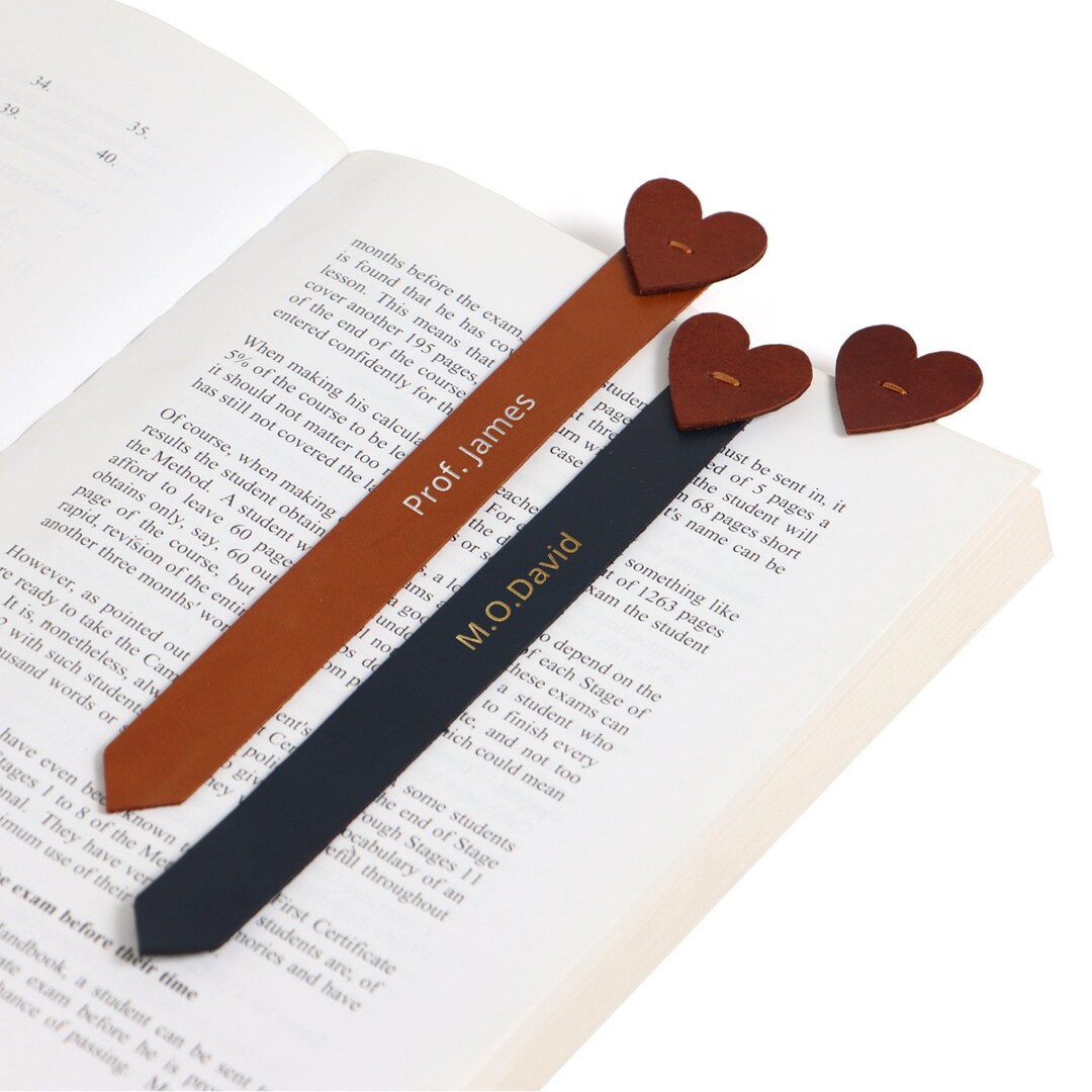 Personalised Leather Bookmark Star Heart Shaped Handmade Present for ...