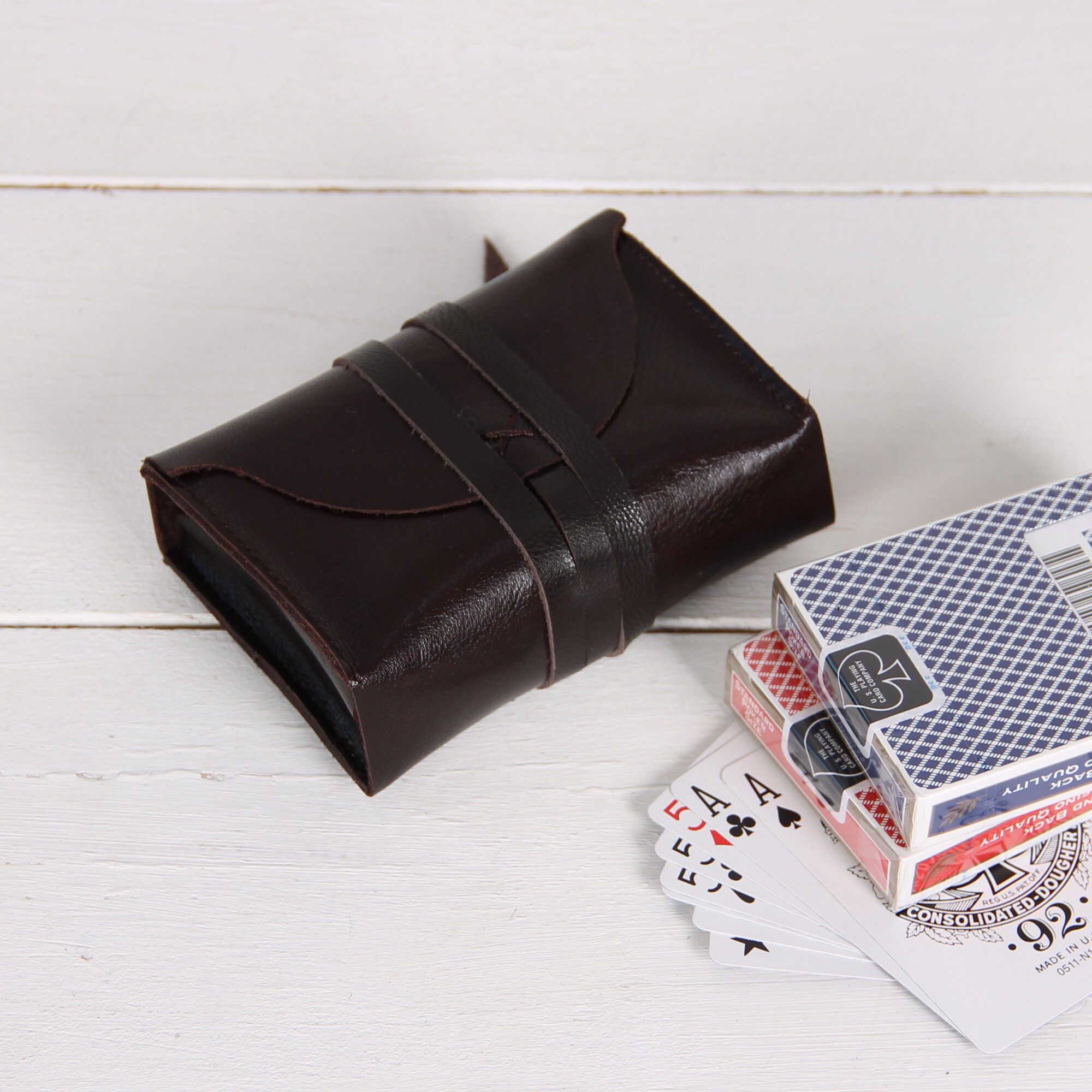 Personalised Double Deck Leather Playing Card Storage Case | Etsy UK