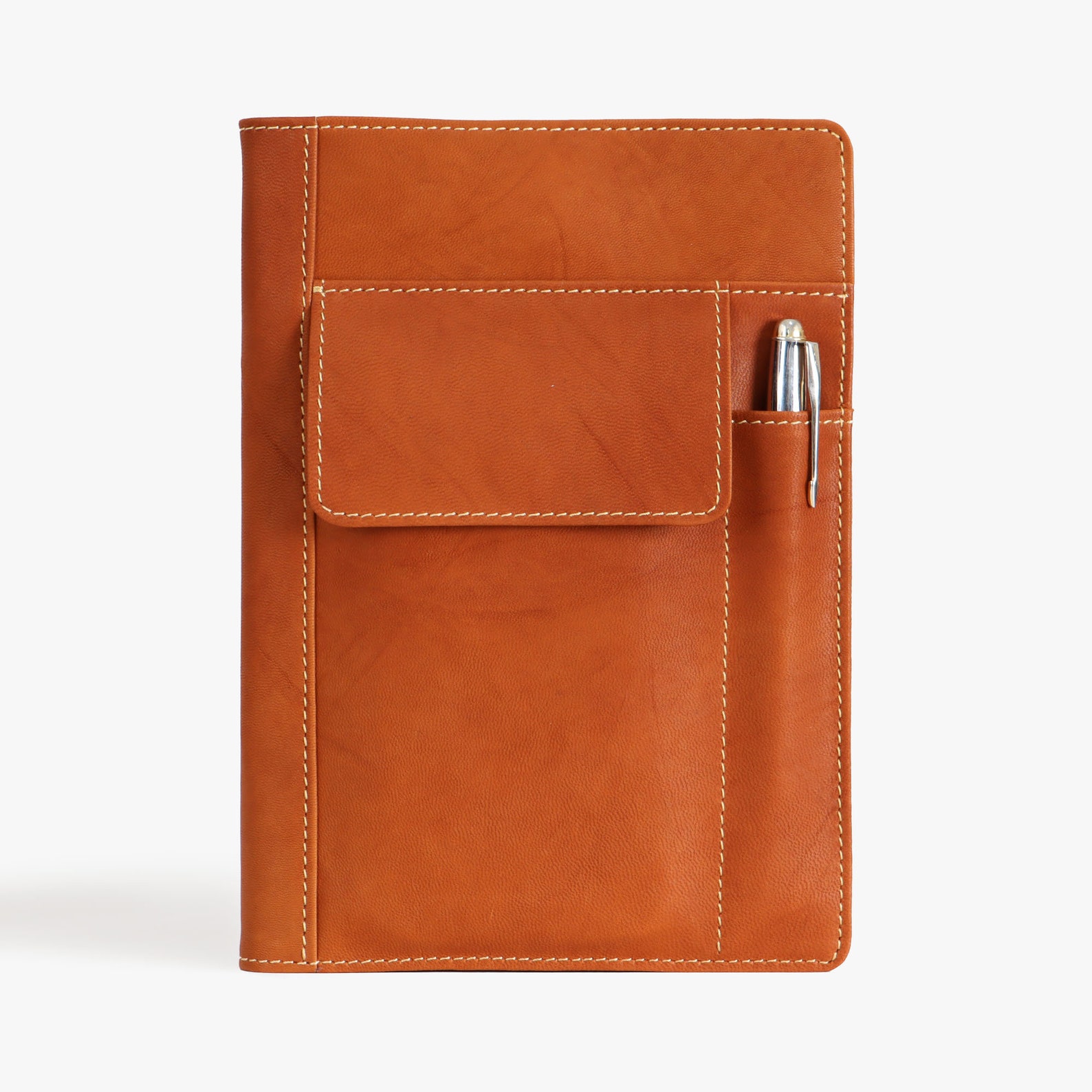 Refillable Leather A5 Notebook With Pen Pocket Traveler's - Etsy