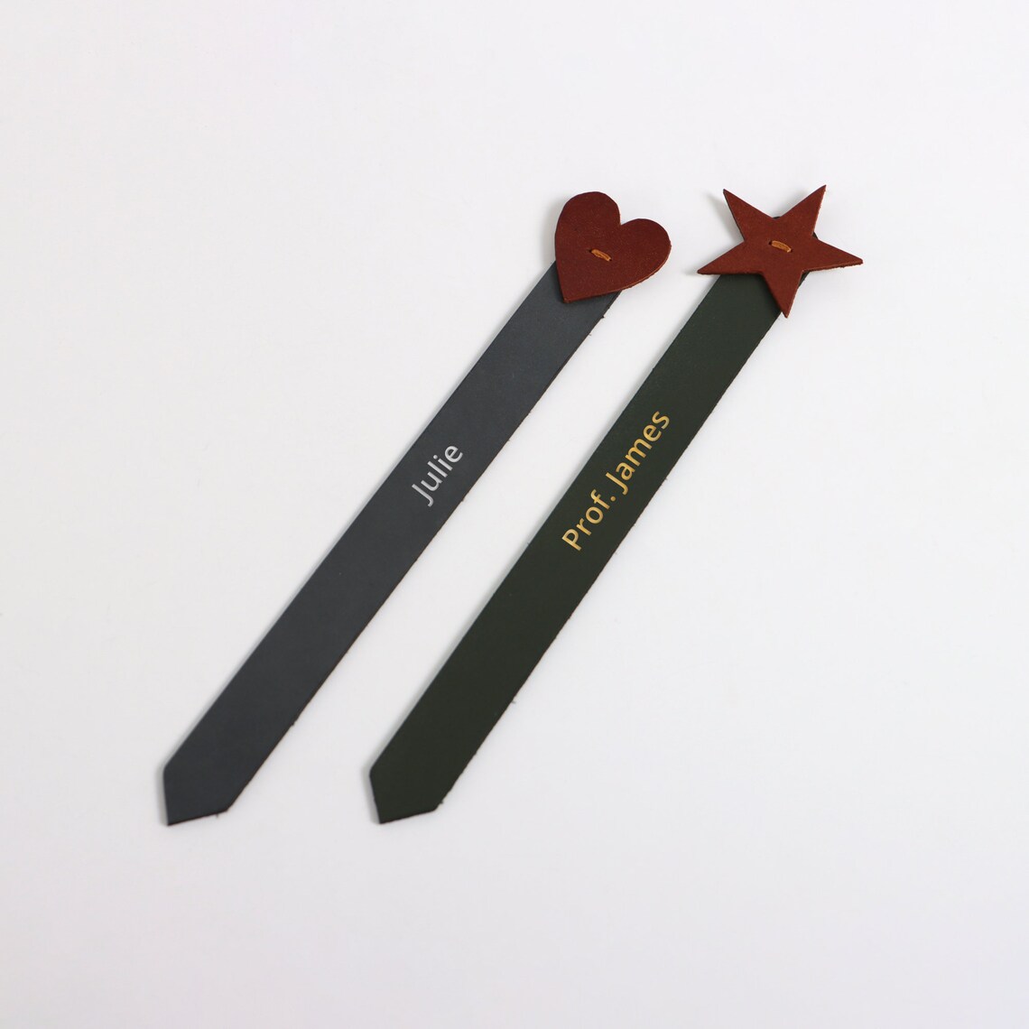 Personalised Leather Bookmark Star Heart Shaped Handmade - Etsy