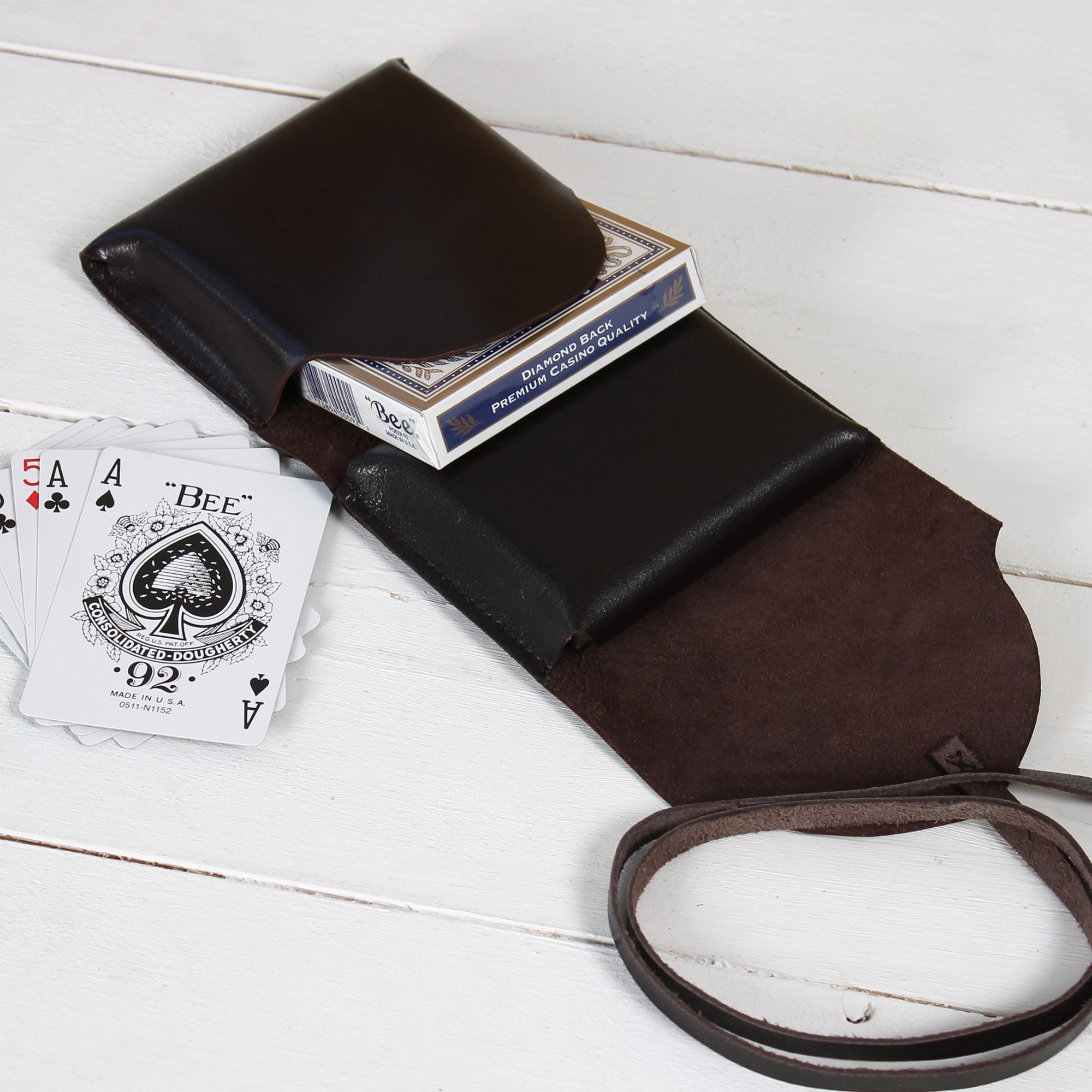 Personalised Double Deck Leather Playing Card Storage Case | Etsy UK