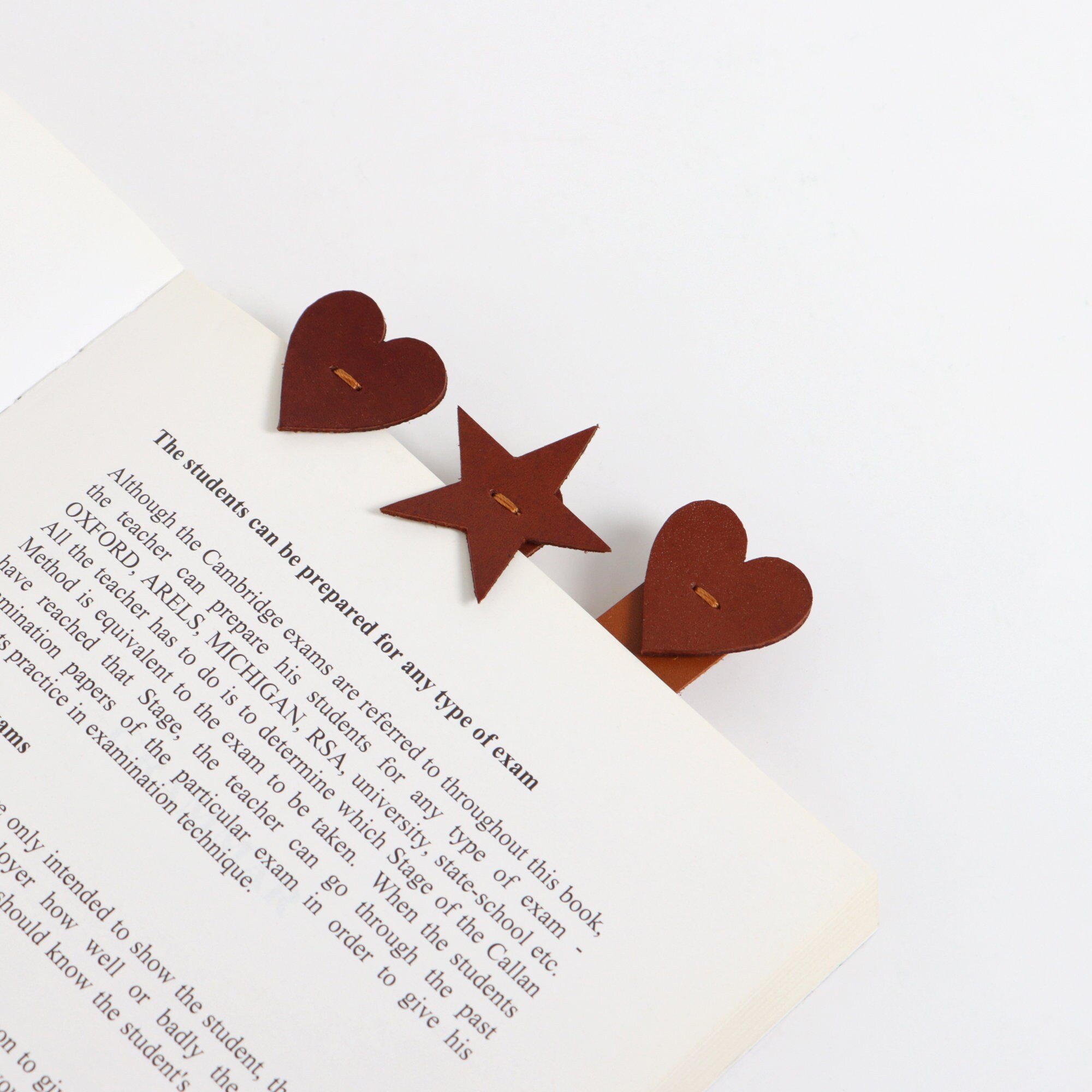 Personalised Leather Bookmark Star Heart Shaped Handmade Present for ...