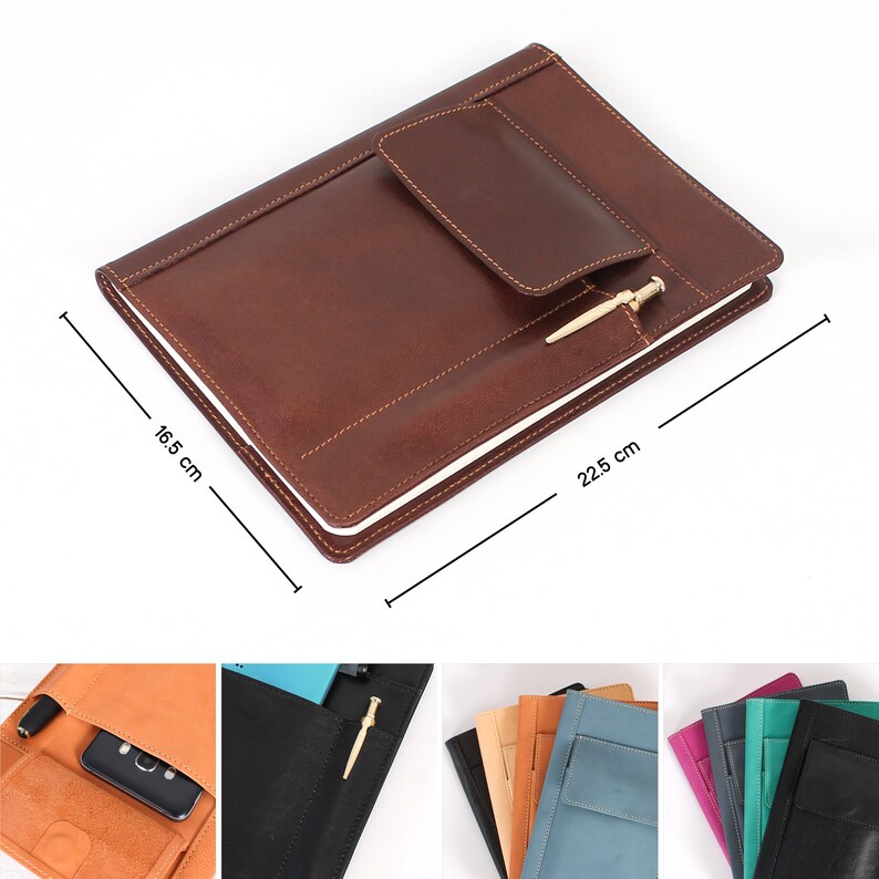 Refillable Leather A5 Notebook with Pen Pocket Traveler's | Etsy