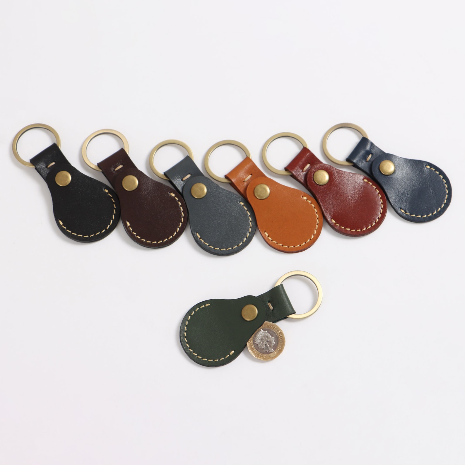 Handmade Real Leather Coin Holder Key Ring One Pound/euro Key Fob for ...