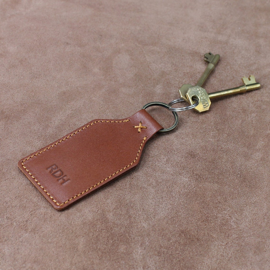 Leather Keychain Leather Luggage Tag Monogrammed Keyring Key - Etsy UK
