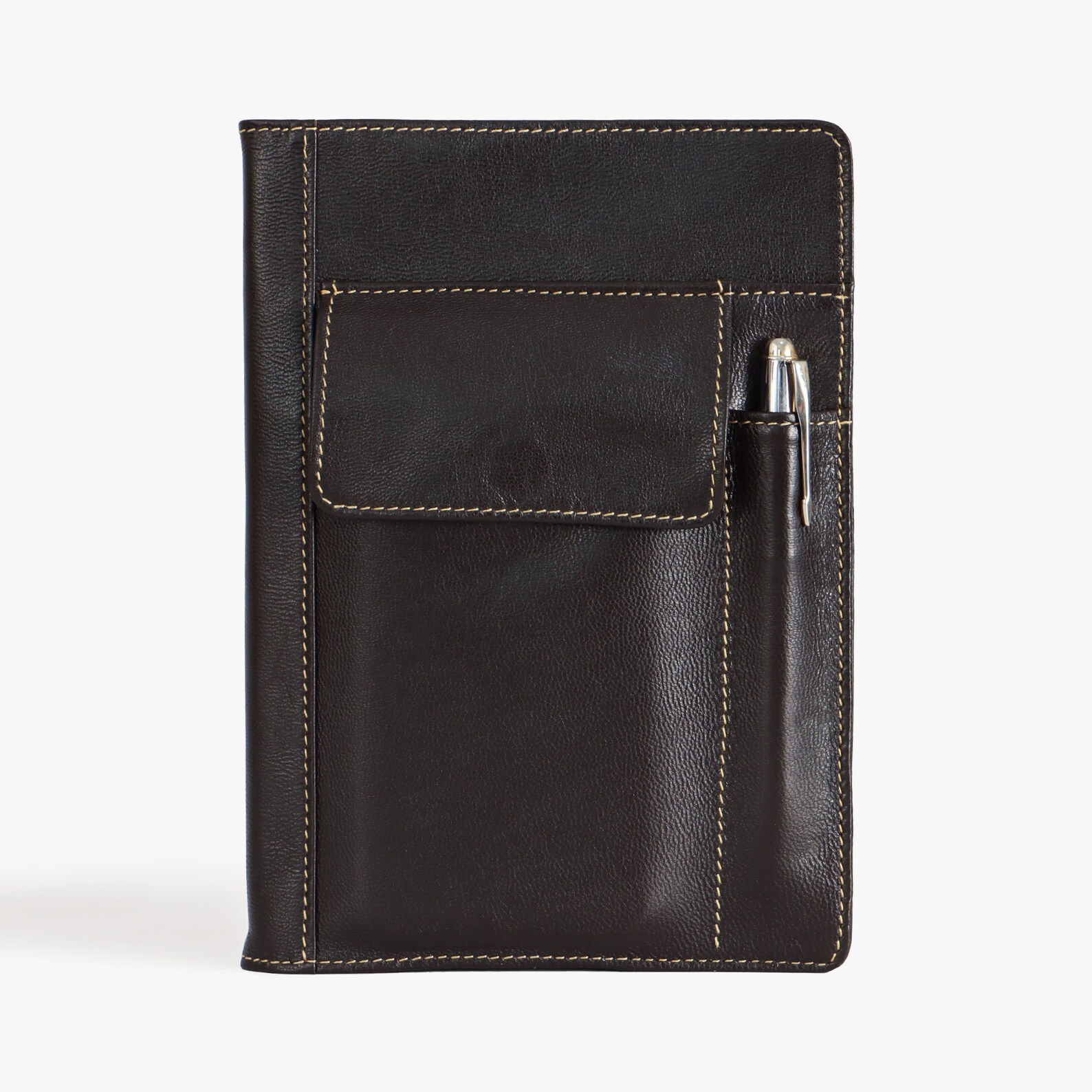 Refillable Leather A5 Notebook With Pen Pocket Traveler's - Etsy