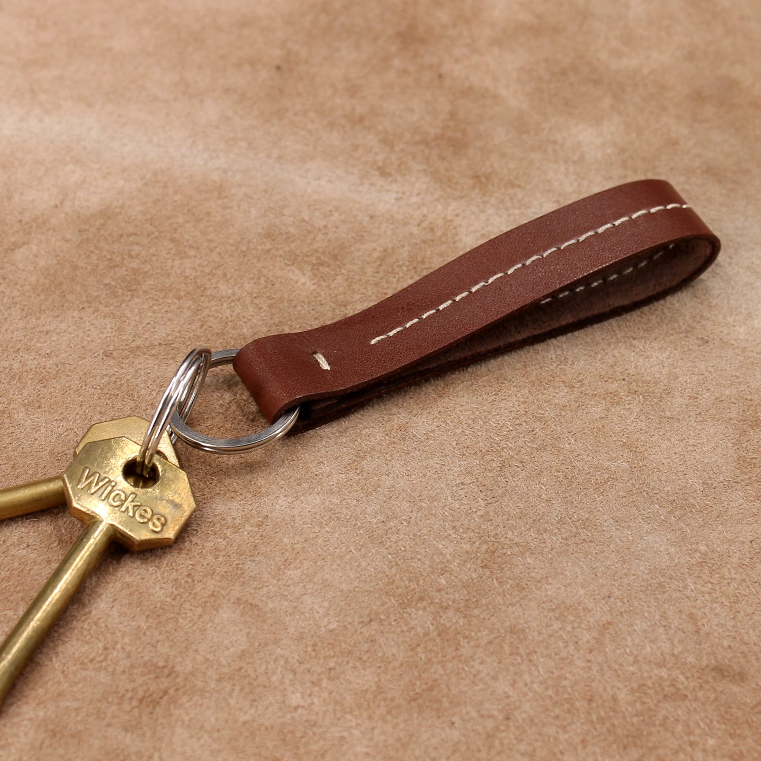 Leather Keyring Stitched Leather Keychain Personalised Leather | Etsy