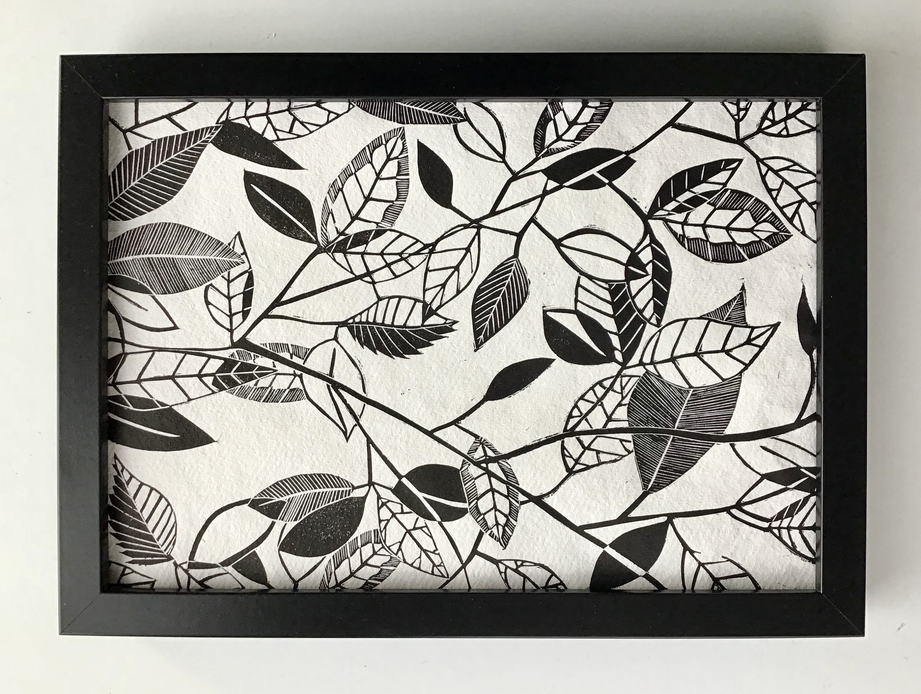 Foliage Nature Leaves Botanical Illustrative Linocut Linoprint Repeat ...