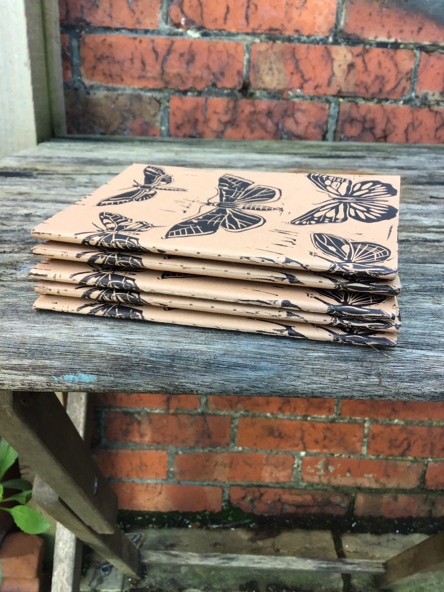 Handprinted Linocut Linoprinted Kraft Paper A6 Notebooks Notepads ...