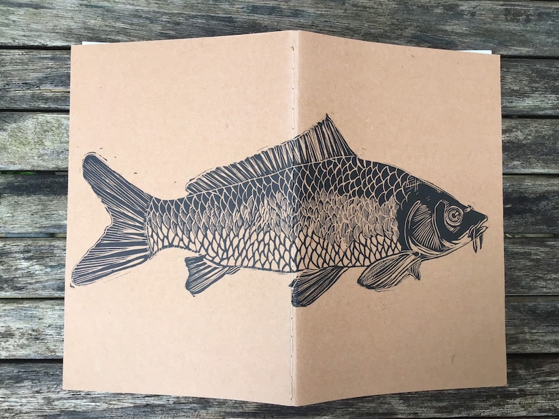 Handprinted Linocut Linoprinted Kraft Paper A5 Notebook - Etsy