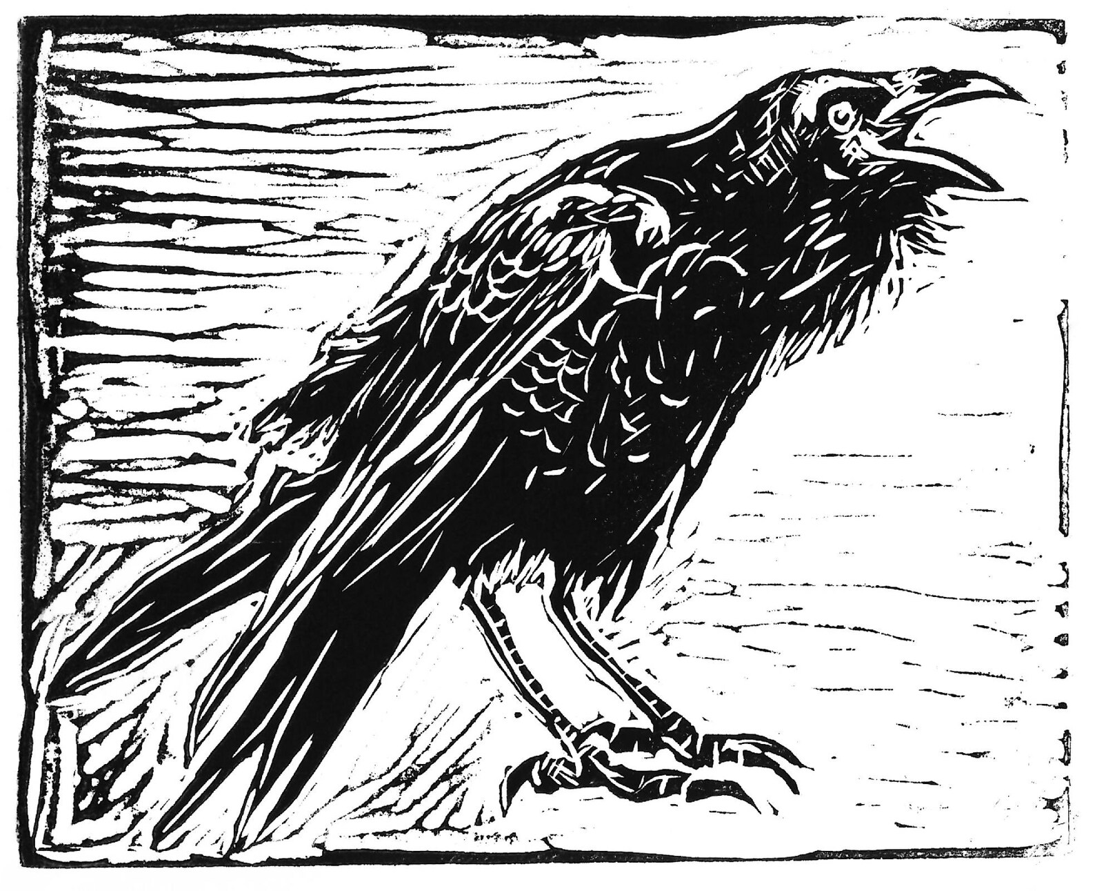 Raven corvid bird linocut linoprint print printmaking handmade | Etsy