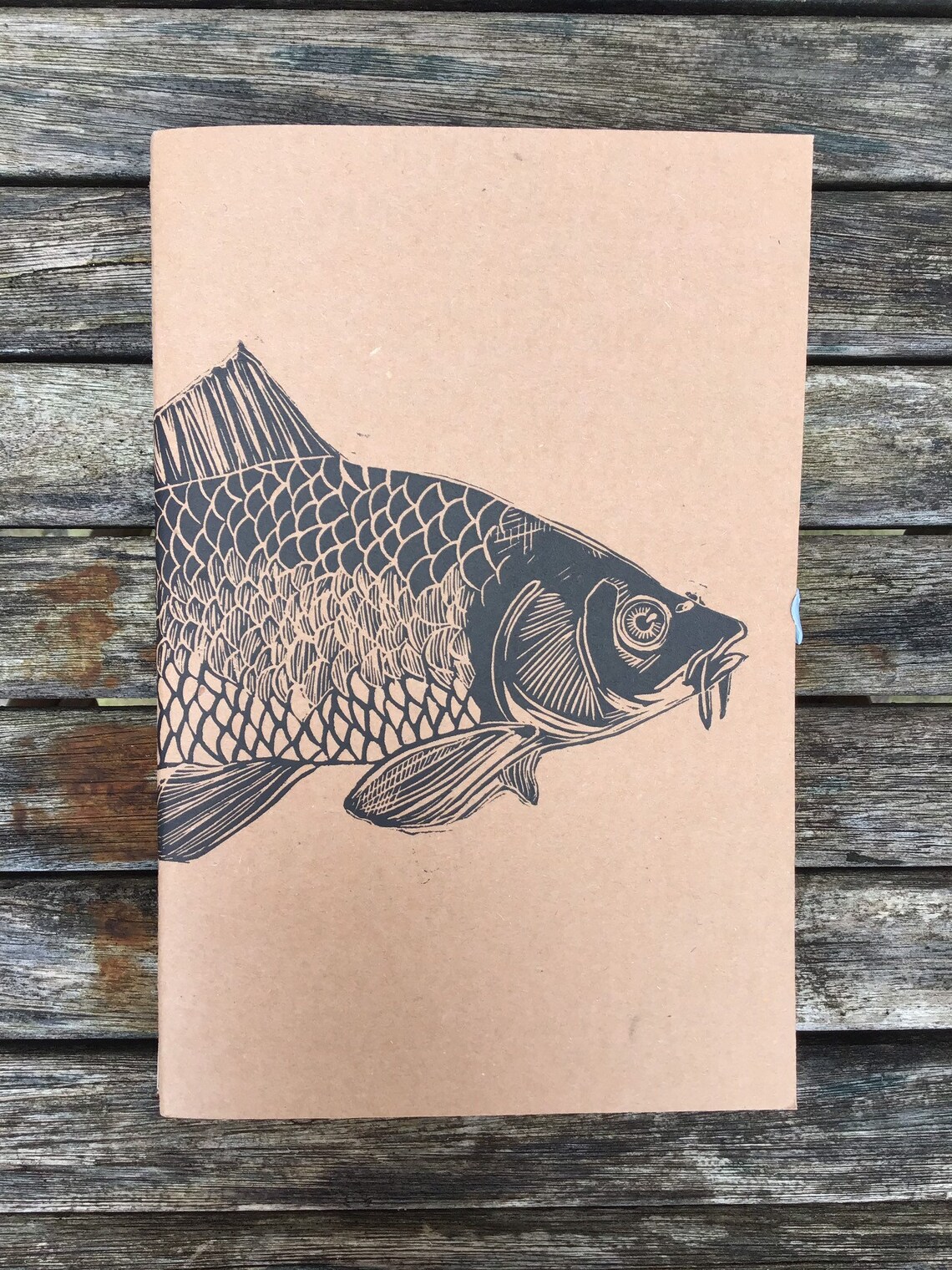 Handprinted Linocut Linoprinted Kraft Paper A5 Notebook | Etsy