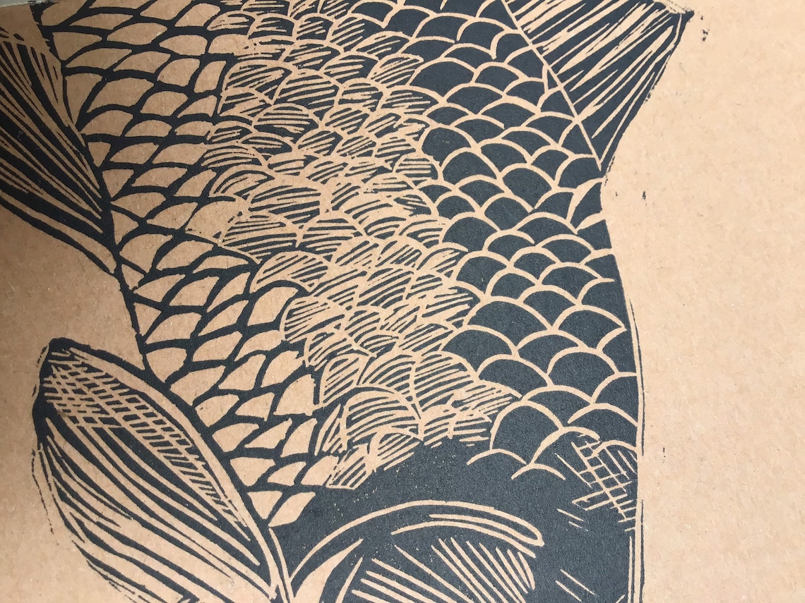 Handprinted Linocut Linoprinted Kraft Paper A5 Notebook | Etsy