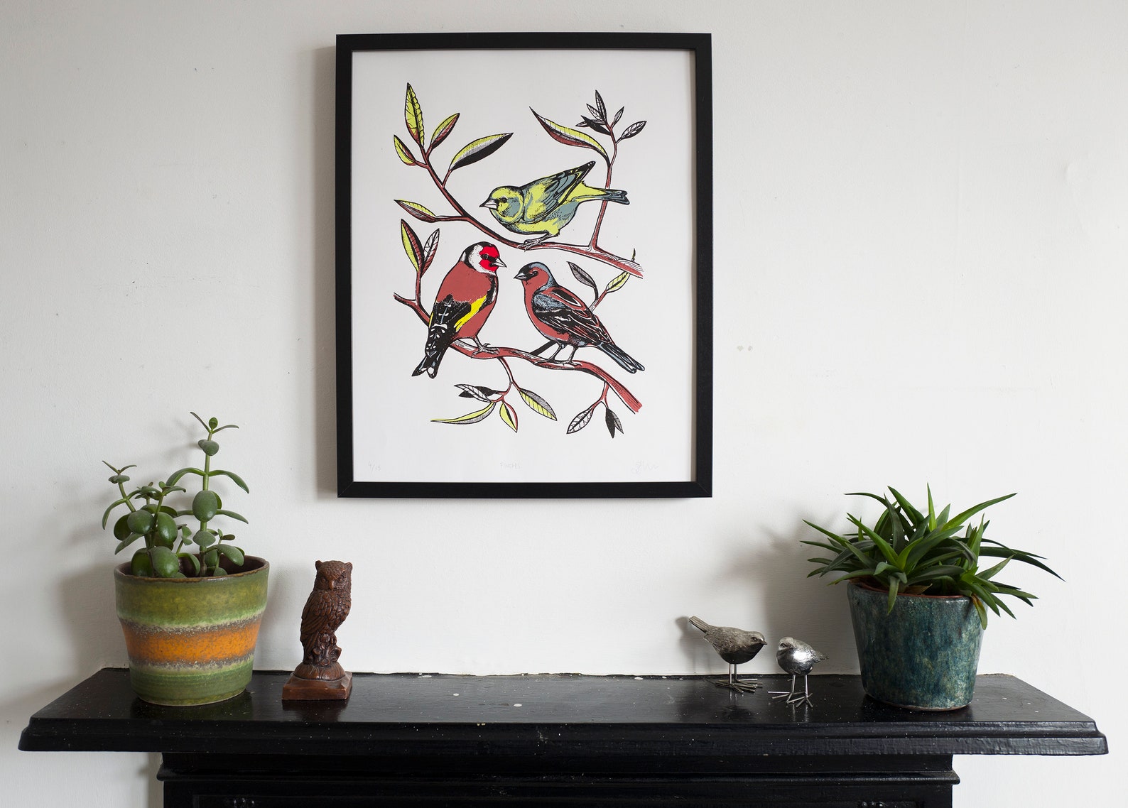 Finches Screenprint Greenfinch Goldfinch Chaffinch British Garden Birds ...