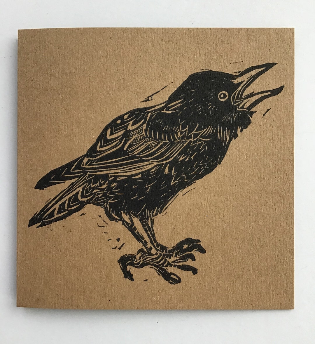 Starling Linoprinted British Garden Bird Kraft Handprinted Greetings ...