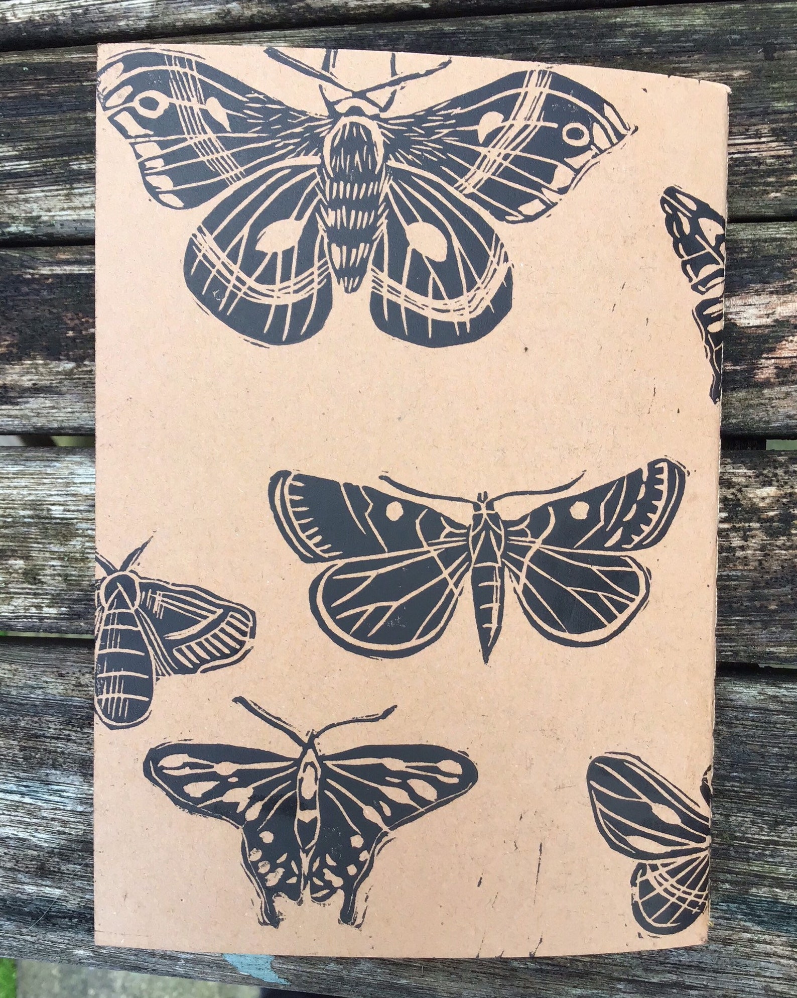 Handprinted Linocut Linoprinted Kraft Paper A6 Notebooks Notepads ...