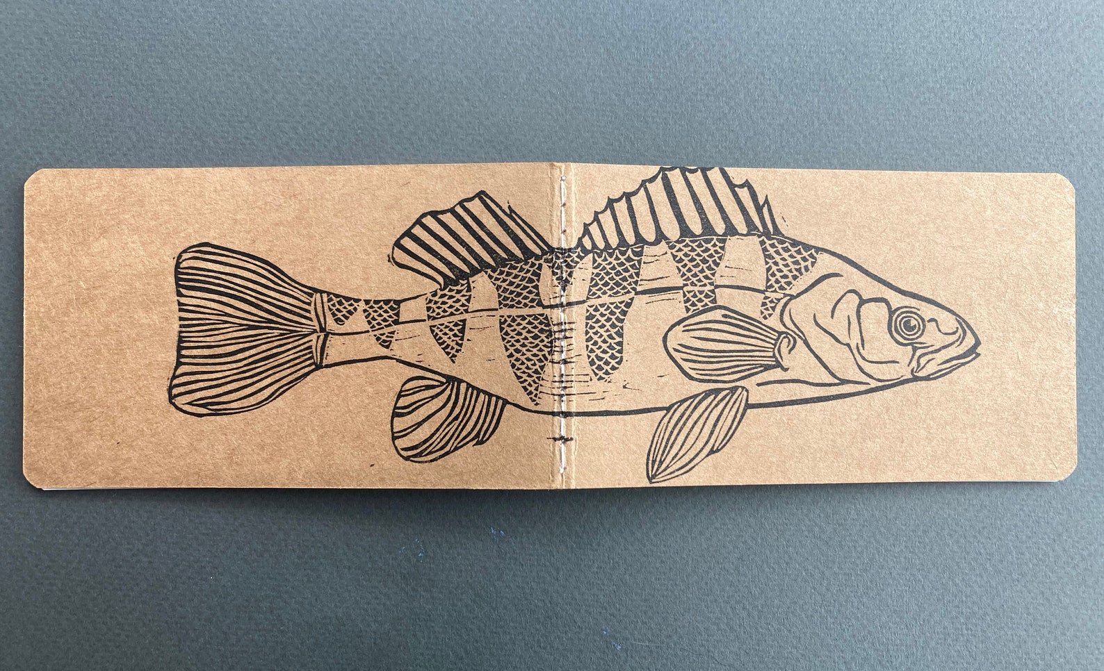 Perch Fish Art Linocut Block Relief Linoprinted Kraft Notebook Tattoo ...