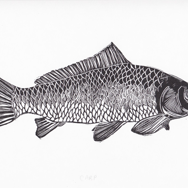 Fish Linocut - Etsy