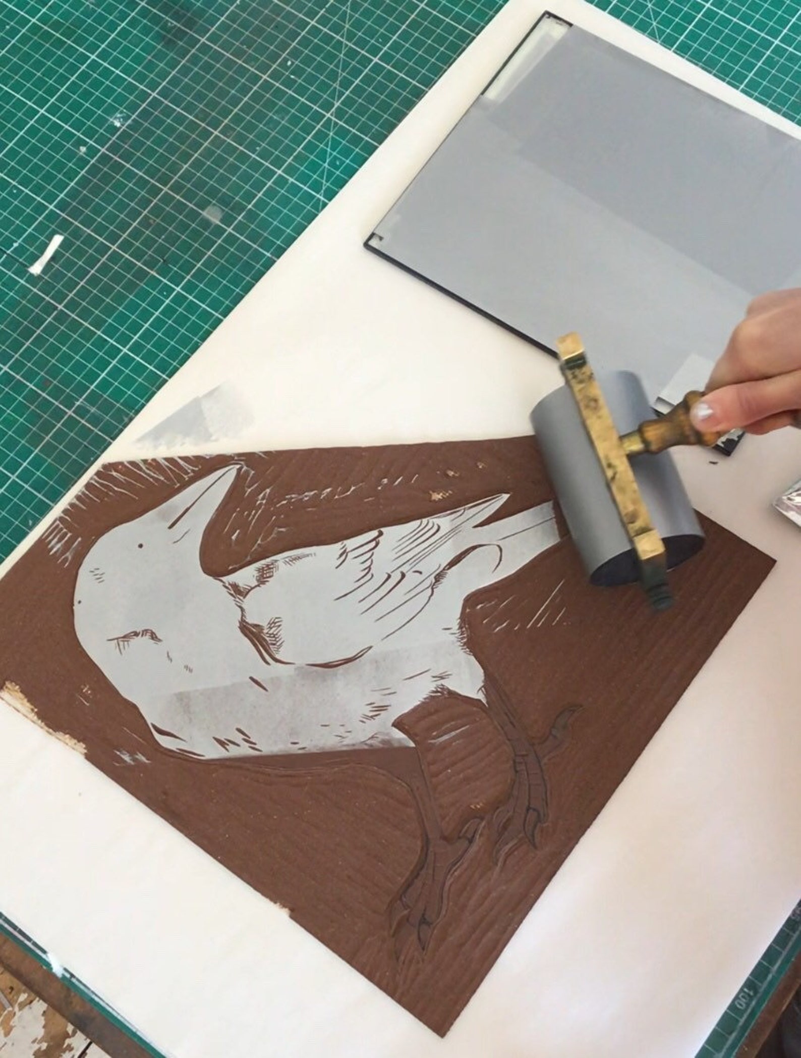 Hooded Crow Corvid Bird Reduction Linocut Linoprint Print Printmaking ...