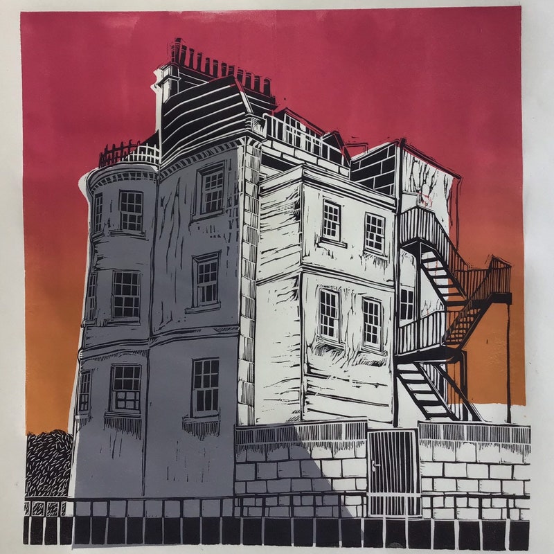 Architecture Linocut - Etsy UK