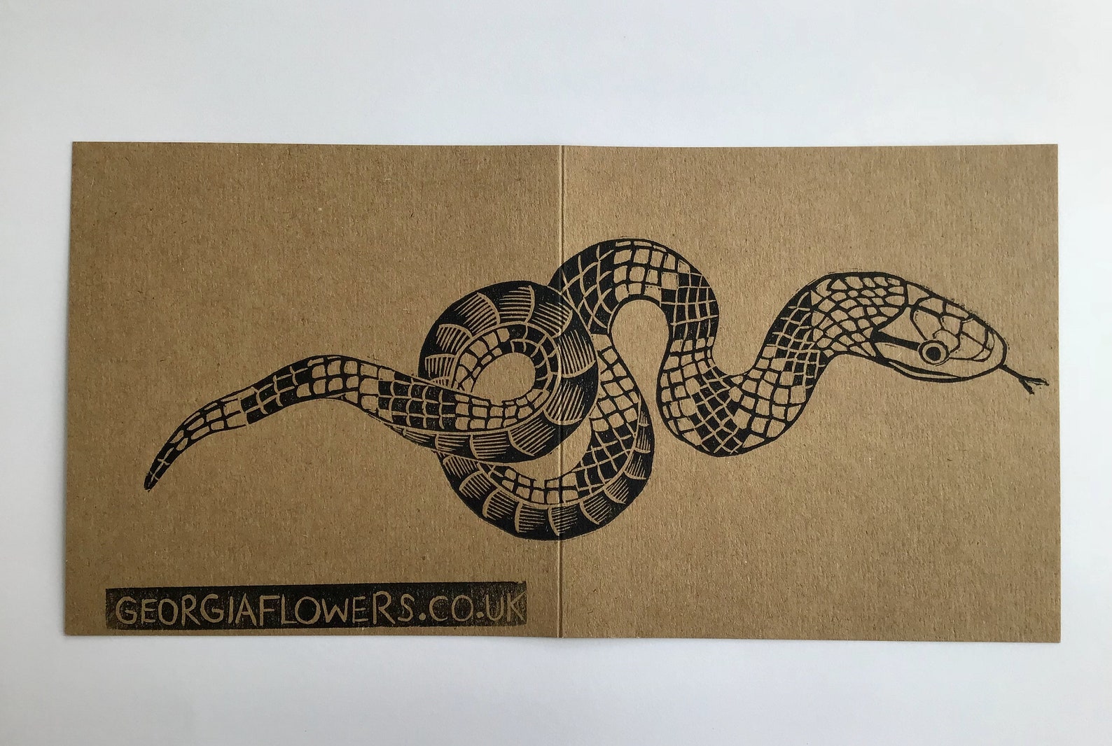 Snake Traditional Tattoo Inspired Linocut Linoprinted Card Eco - Etsy