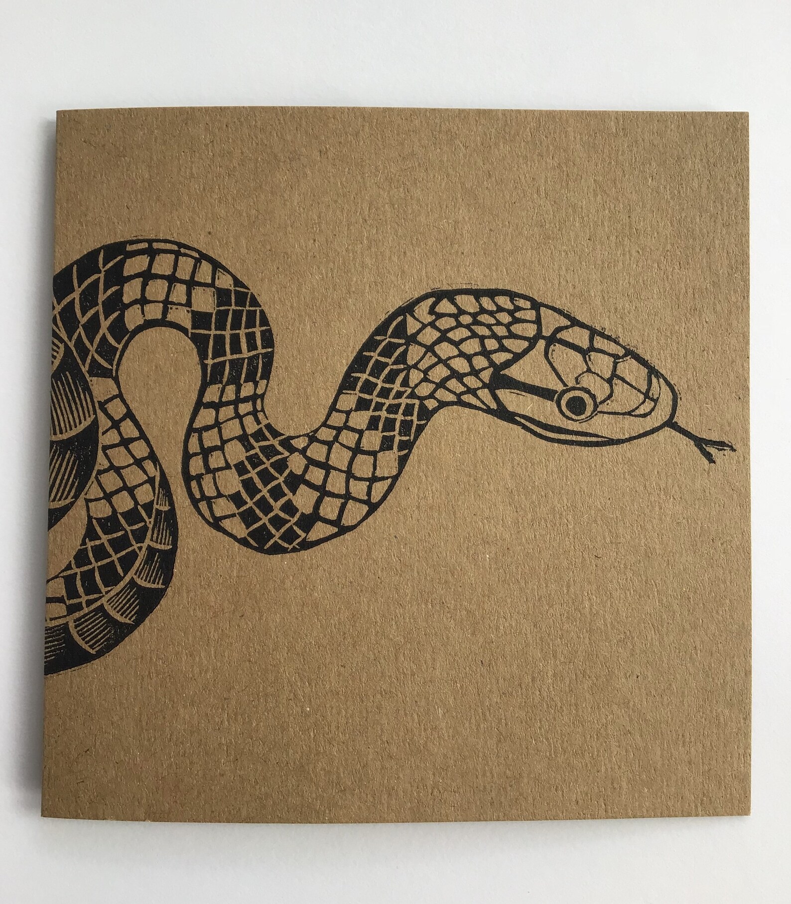 Snake Traditional Tattoo Inspired Linocut Linoprinted Card Eco - Etsy