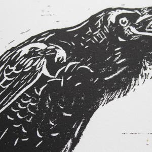 Raven corvid bird linocut linoprint print printmaking handmade | Etsy