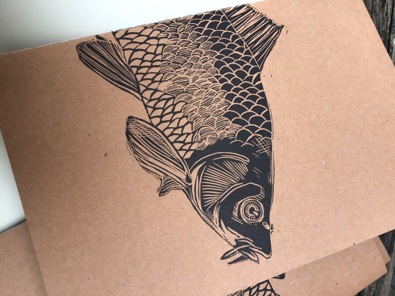 Handprinted Linocut Linoprinted Kraft Paper A5 Notebook - Etsy
