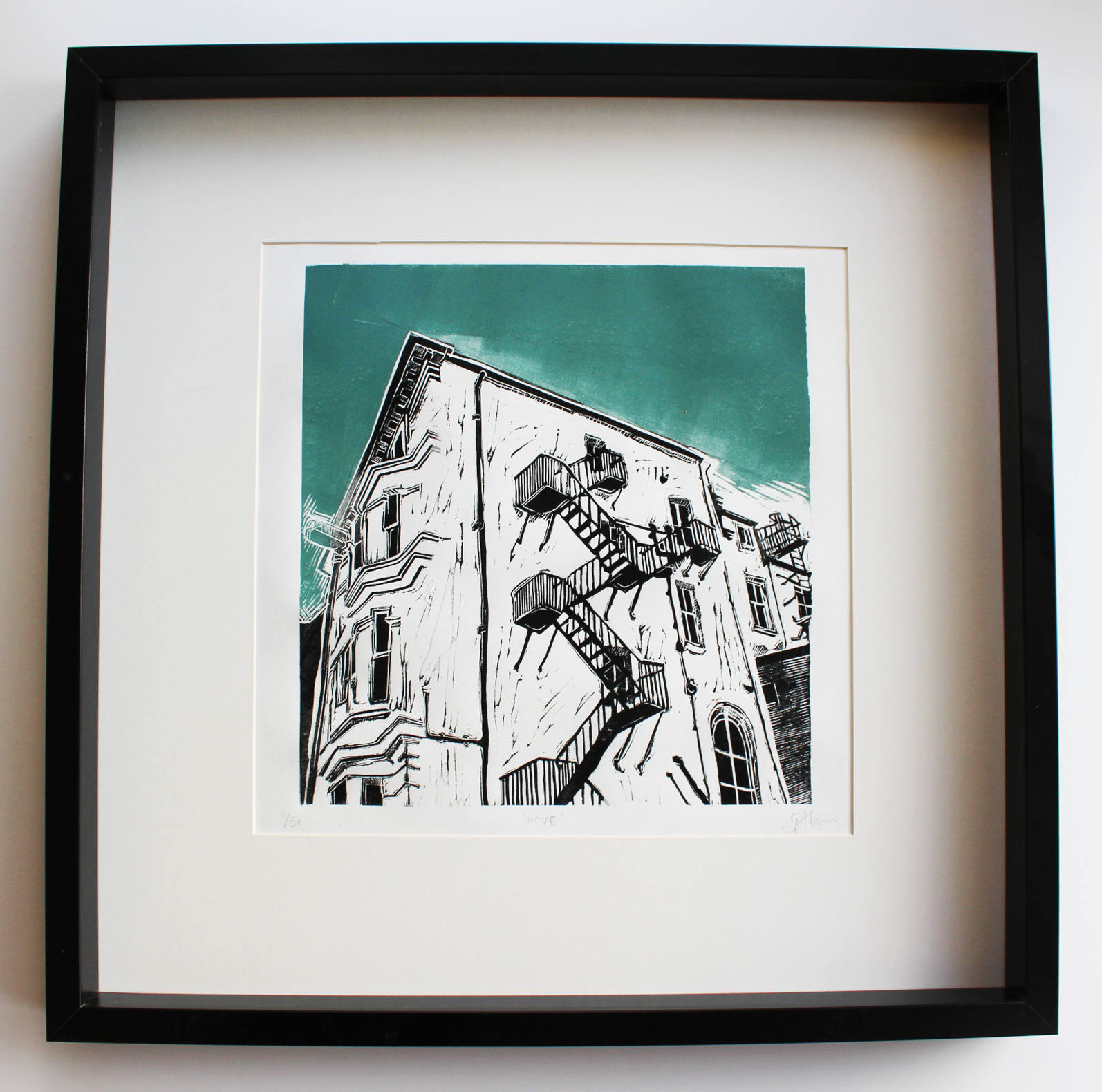 Brighton and Hove Building Regency Architecture Cityscape Linocut ...