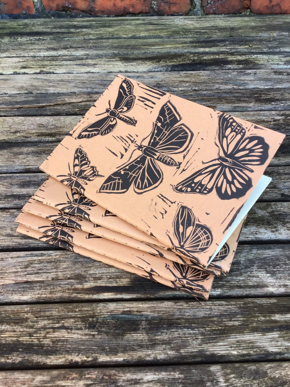 Handprinted Linocut Linoprinted Kraft Paper A6 Notebooks Notepads ...