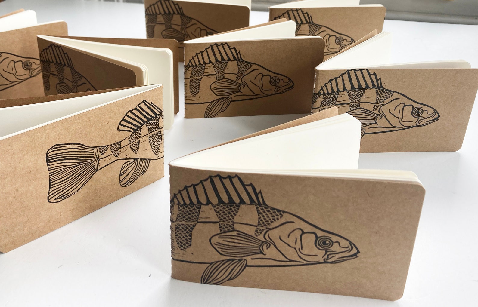 Perch Fish Art Linocut Block Relief Linoprinted Kraft Notebook Tattoo ...