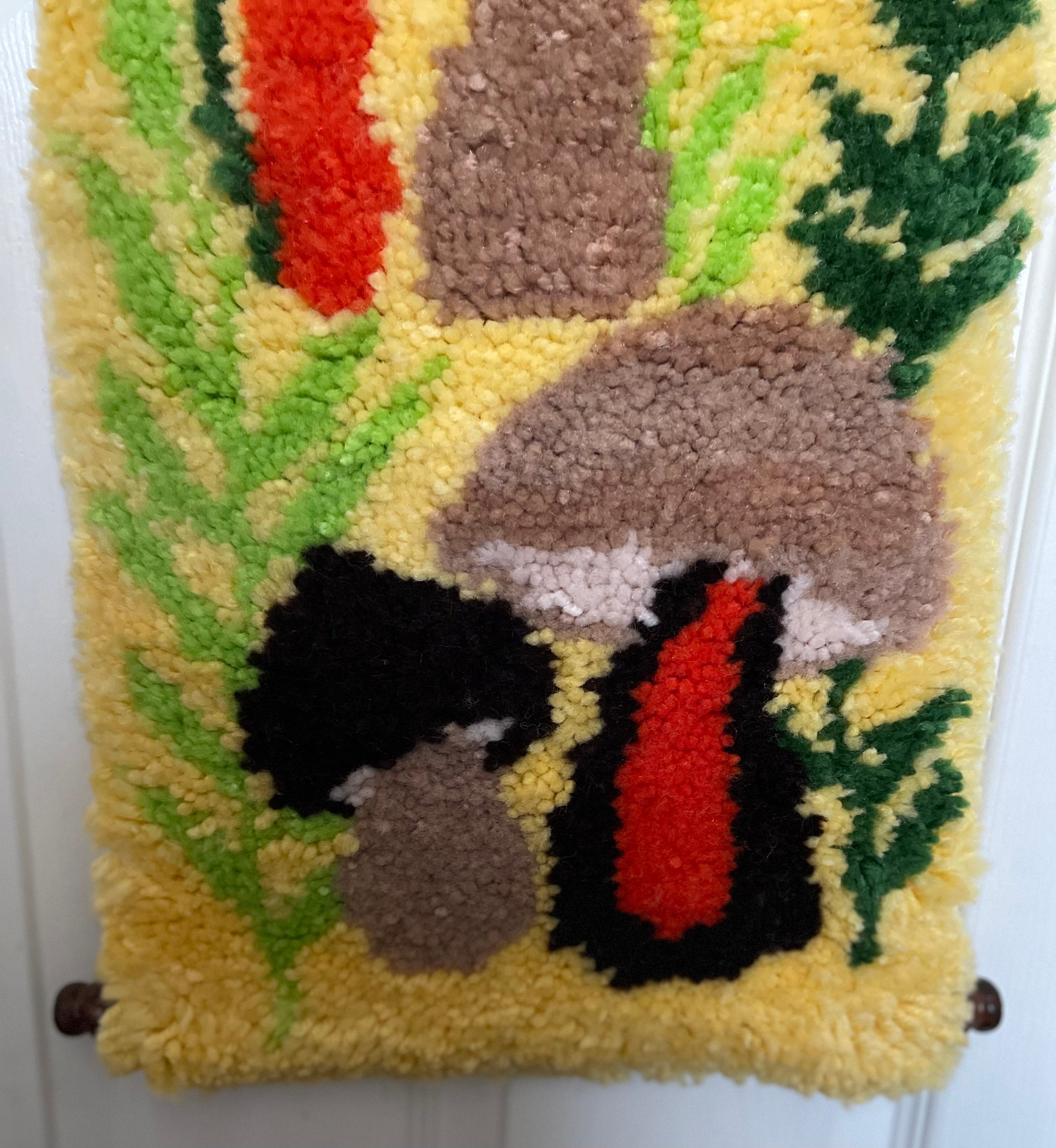 Vintage Mushroom Tapestry, Latch Hook Tapestry, Retro, 70’s, Shag, Wall ...