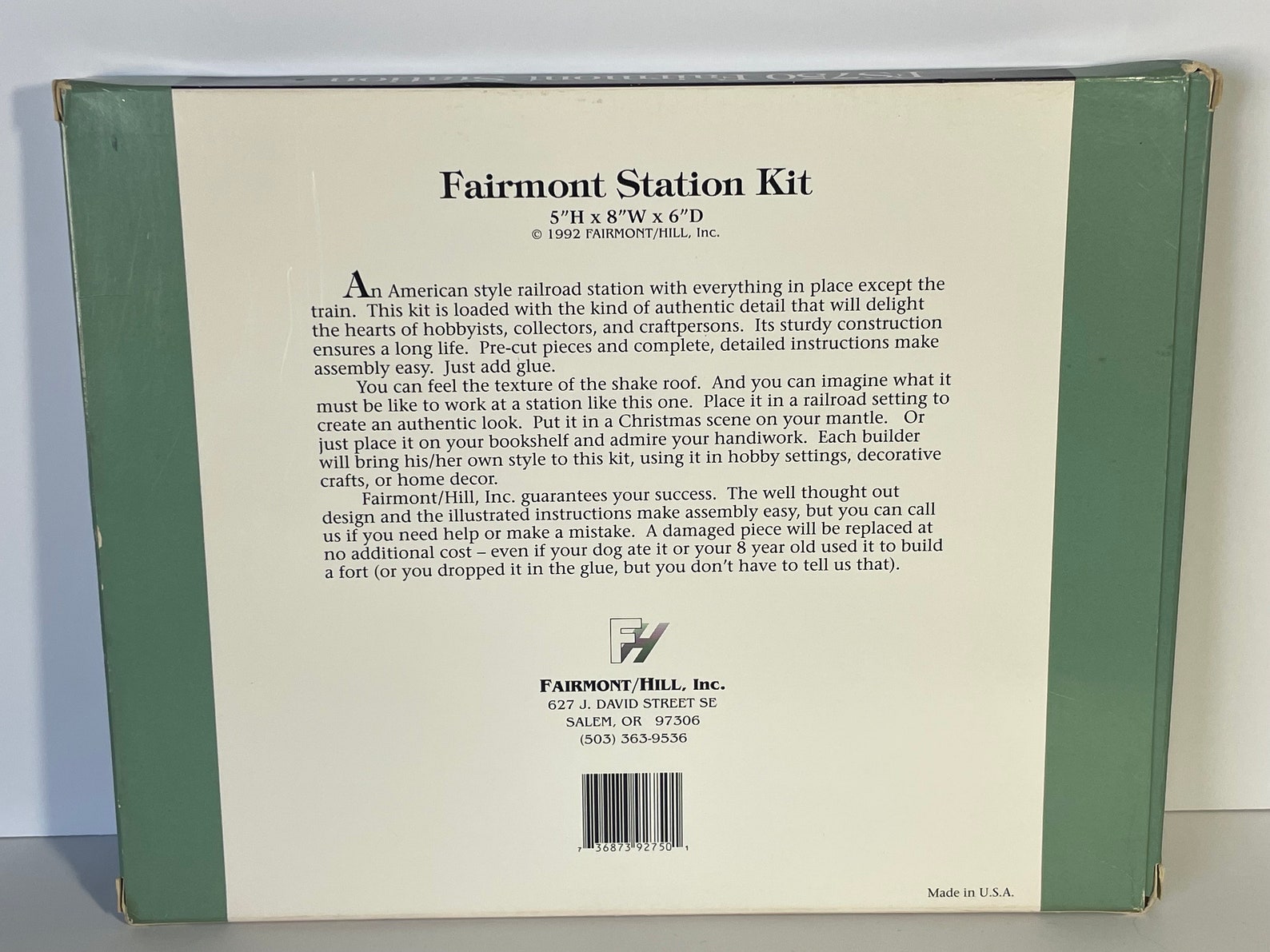 Vintage 1990’s Fairmont Station Kit, Railroad Station Replica, Craft ...